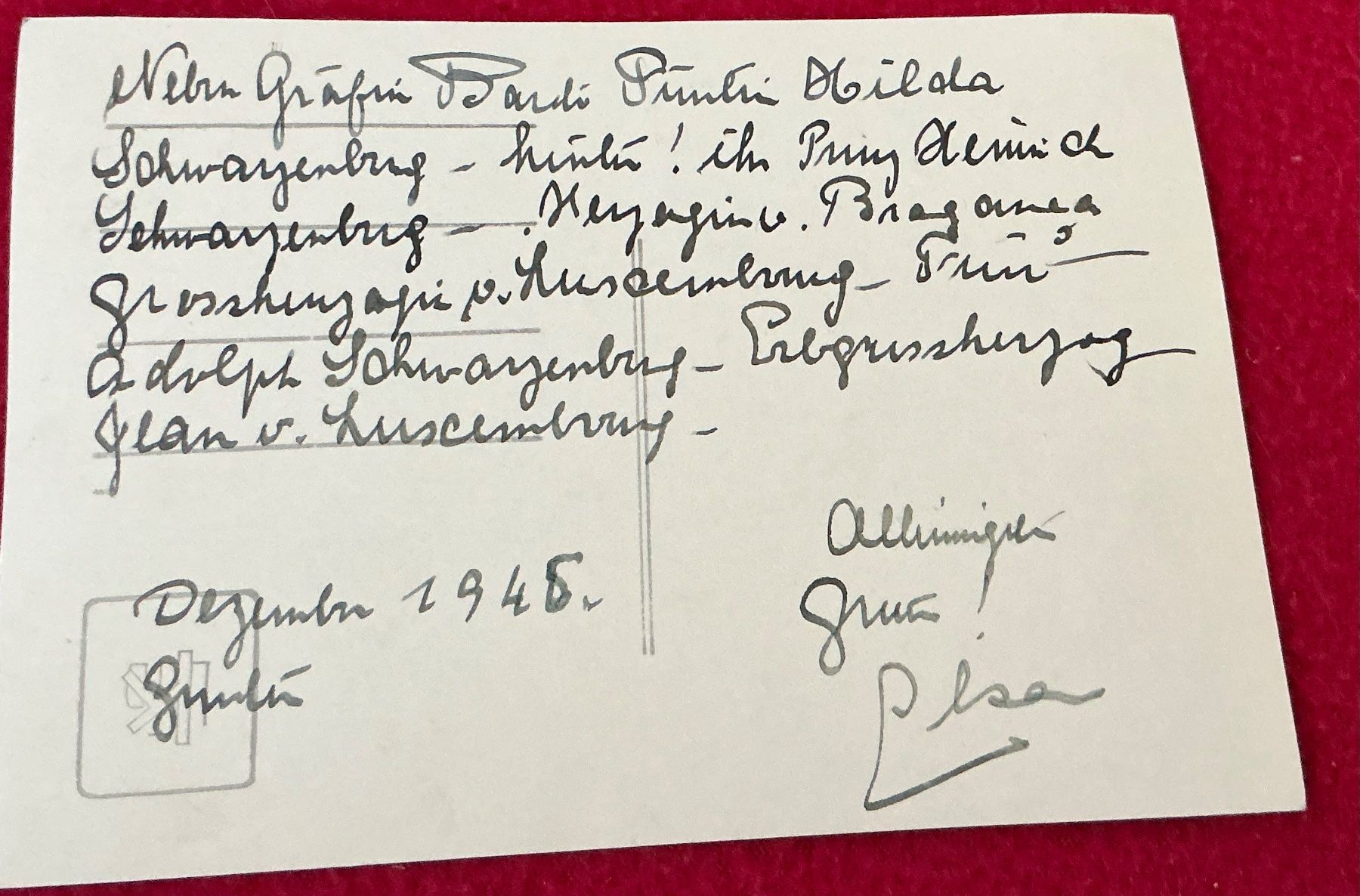 Alte Foto-Karte von 1945 - Adlige Familie Schwarzenburg (Gebraucht) in ...