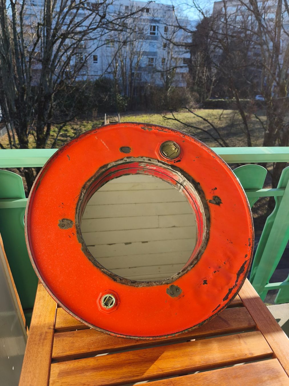 Miroir rouge, pièce unique! Créé avec un bidon industriel (D'occasion ...