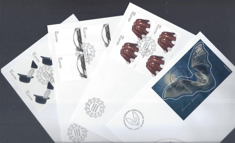 4 X FDC in 4er-Blöcke/Blocks aus Jahr 2012 | Acheter sur Ricardo