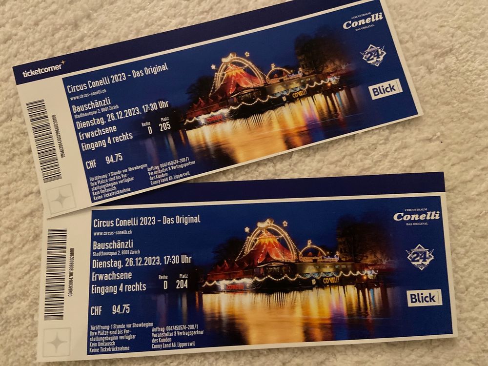 Circus Conelli Tickets (2) | Kaufen auf Ricardo