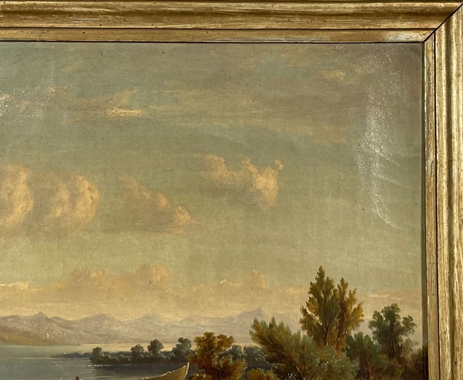 Antike See Anblick Gemälde mit Boot | Kaufen auf Ricardo