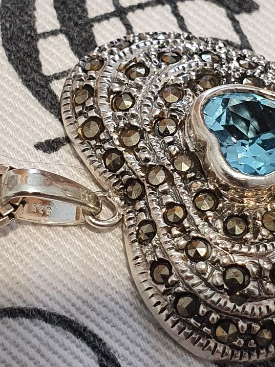 Kostbarer Blautopas Markasiten/Pyrit Anhänger an Kette 😍😍 (Gebraucht) in Wohlen AG für CHF 799 ...