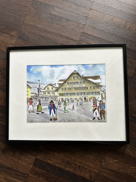 Aquarell H. Leupi Gasthaus zur Linde Krienser Maske Trachten (Gebraucht) in Ebikon für CHF 65 ...