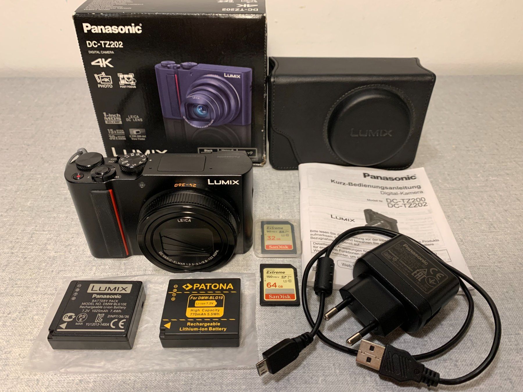 Lumix DC-TZ202: Leica Optik- Case/Manual/2Akku/2SD/Panasonic (Gebraucht ...