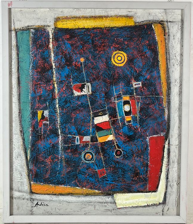 Intressante Mischtechnik Gemälde, Unleserlich Signiert | Kaufen auf Ricardo