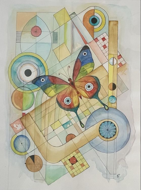 Aquarell "Geometrischer Schmetterling" signiert (Neu und originalverpackt) in Rüfenacht BE für ...