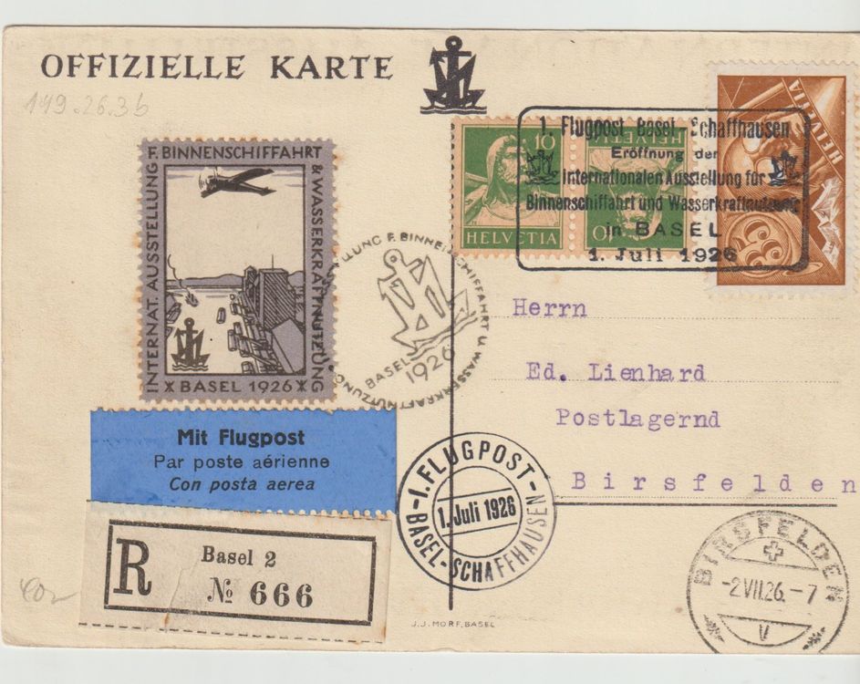 Flug 1926 Basel-Schaffhausen Vignette | Kaufen auf Ricardo