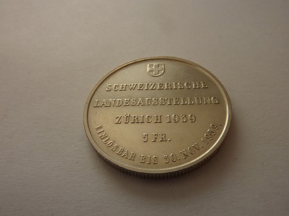 Gedenkmünze : 5 Fr. Landesausstellung 1939 , unzirkuliert (Neu (gemäss Beschreibung)) in Birrwil ...