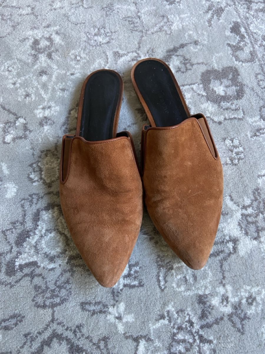 Jenni Kayne - Suede Mule in Saddle Suede Leather Slides (D'occasion) à ...
