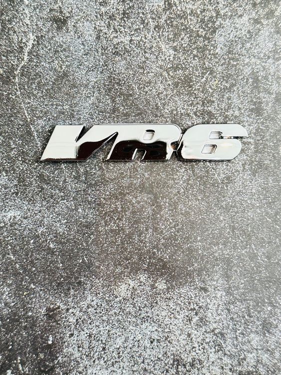 VW VR6 Emblem Schriftzug Logo aus Metall NEU Chrom (Neu und ...