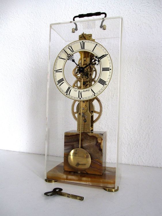 Skelett Uhr nach Edmond Mathey mit Onyx Sockel, ca. 1970 (Gebraucht) in ...