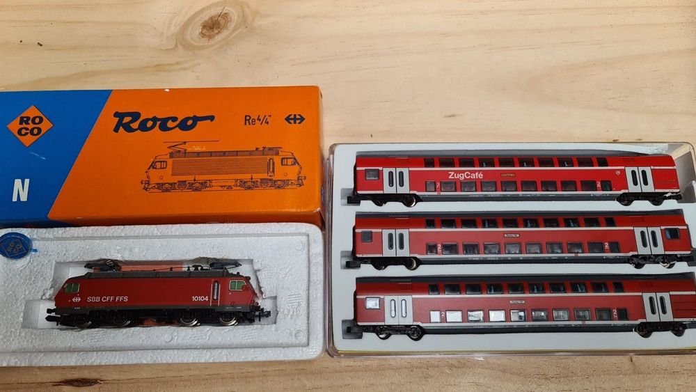 Spur N Roco E Lok Set+Doppelstockwaggons | Kaufen auf Ricardo