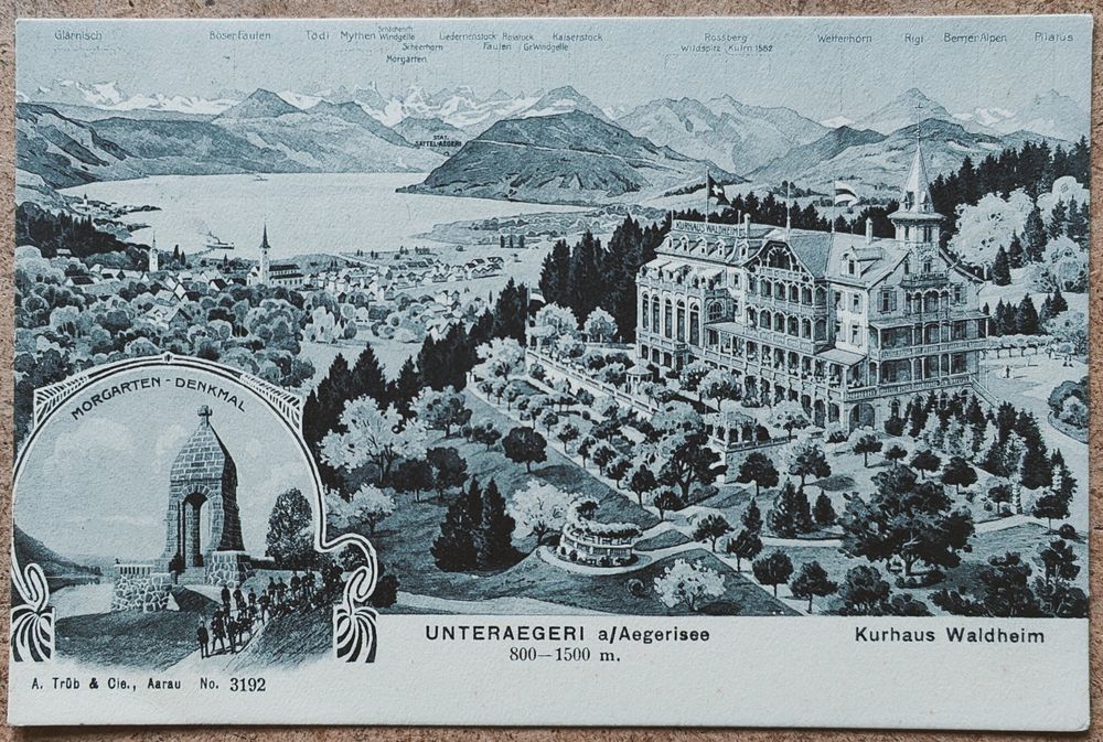 Unterägeri See «Kurhaus Waldheim 1918, 2 Bild AK; Trüb Aarau (Gebraucht) in Aarburg für CHF 7 ...