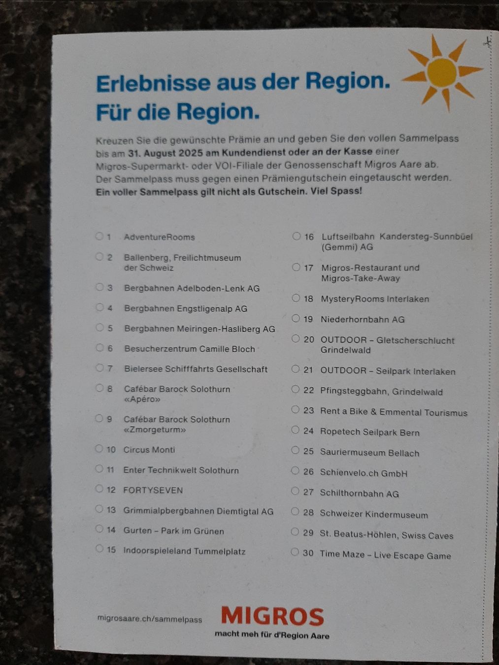 Migros Aare Sammelpass 2024/2025, 3 volle Karten & 16 Sti. (Neu (gemäss Beschreibung)) in ...