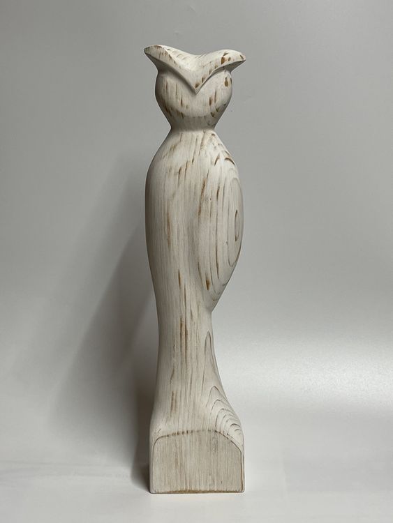 Holzfigur Eule Skulptur Handarbeit Deko weiss lasiert 🦉 (Gebraucht) in Bad Zurzach für CHF 9 ...