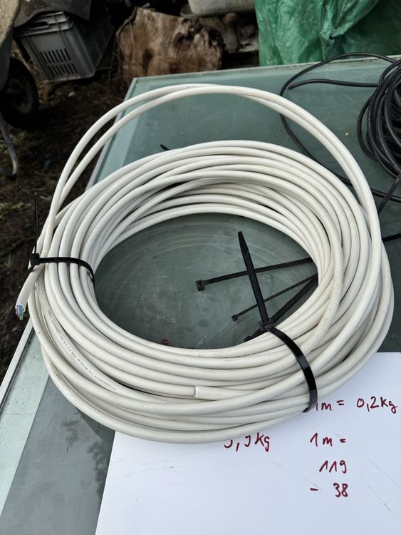 81m Elektrokabel weiss, 2L ca. 5.9kg (Gebraucht) in Küttigen für CHF 34 – nur Abholung auf ...