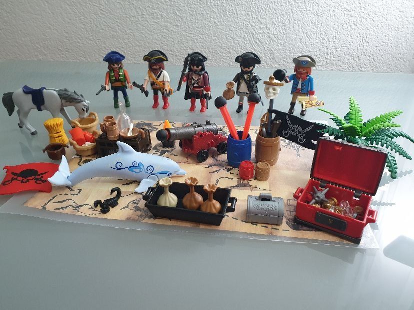 PLAYMOBIL 5 Piraten, Pferd, Schatz, Delfin, Kanone, usw. (Gebraucht) in ...