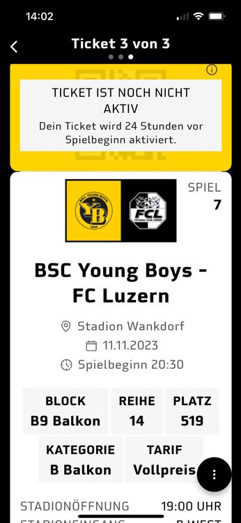 YB-Tickets für YB - Luzern, 11.11.2023 (Neu (gemäss Beschreibung)) in ...