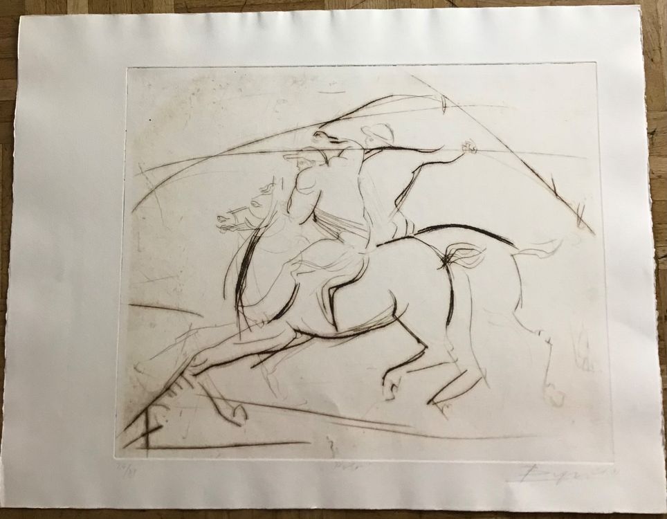 Pferde mit Reiter Radierung Unleserlich Signiert (Gebraucht) in Root für CHF 5 – mit Lieferung ...