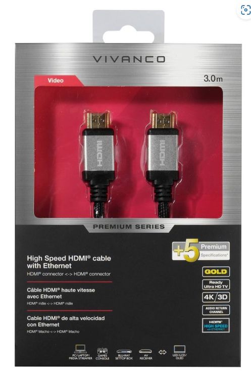 VIVANCO High Speed HDMI Kabel mit Ethernet 3m | Kaufen auf Ricardo