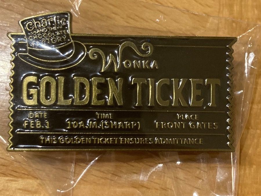 Willy Wonka GOLDEN TICKET Pin Anstecker Punk Metal Rock Band (Neu ...