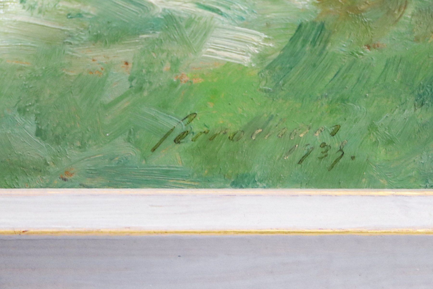 Joseph Perrachon, kleines Landschaftsgemälde Oel auf Platte (Gebraucht) in Zug für CHF 15 – mit ...