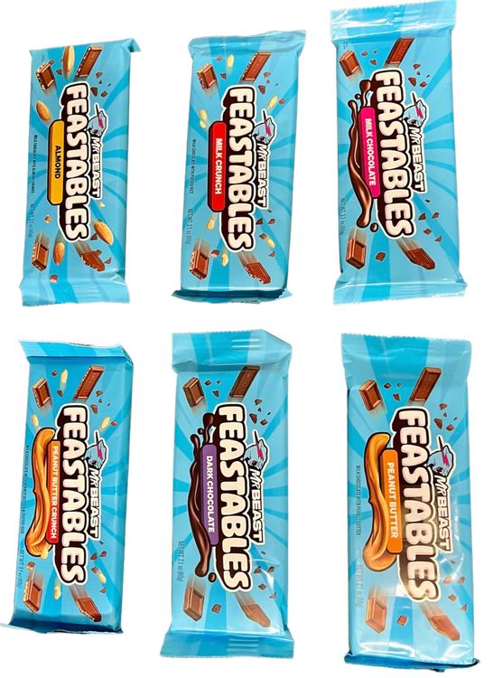 🍫FEASTABLES - Mr Beast new chocolate bars (lot of 6)💥 2024 (Neu und ...
