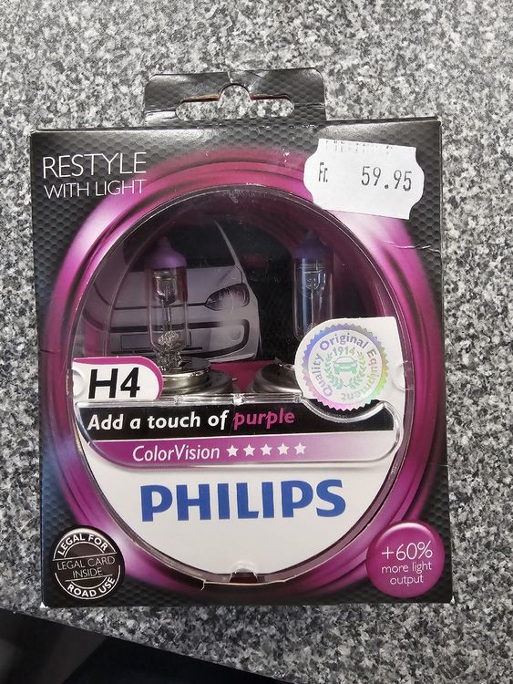 H4 Philips color vision Purple light 💜 (Neu und originalverpackt) in ...