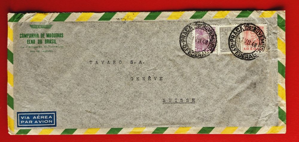 BRASILIEN FLUGPOST FIRMA ELNA DO BRASIL TAVARO GENEVE 1948 (Gebraucht ...