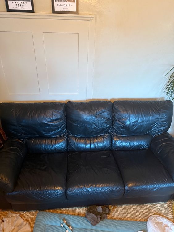 Schwarzes Leder Sofa Set (3er & 2er) | Kaufen auf Ricardo