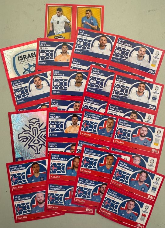 TOPPS EM 2024 / Mannschaften ISR/ICE - Fehlende STICKER (Gebraucht) in ...