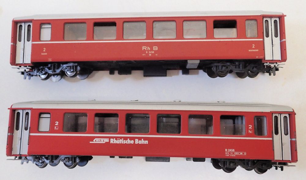 Bemo H0m - 2x RhB Personenwagen B 2458 mit alte & neue Logo | Kaufen auf Ricardo