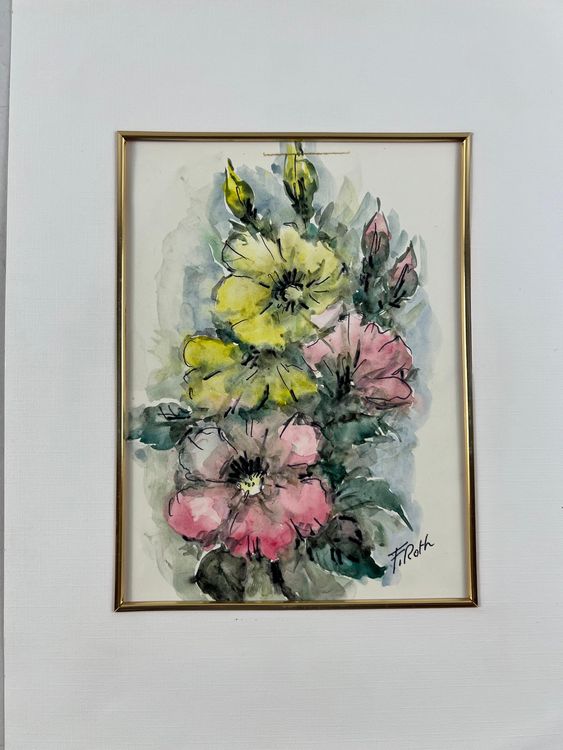 Aquarell Blumenbild F.Roth gerahmt | Kaufen auf Ricardo