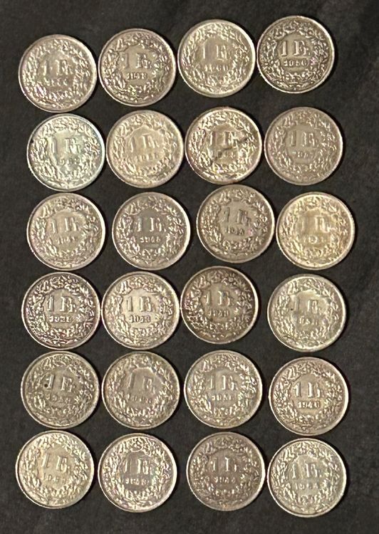 Lots de 24 pce de 1 frs suisse argent | Kaufen auf Ricardo