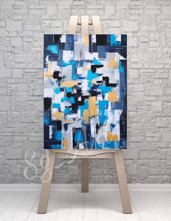 Acrylbild abstrakt blau schwarz grau Unikat (Neu und originalverpackt) in Rheinau für CHF 180 ...