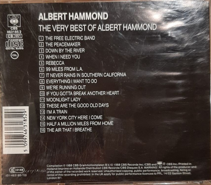 Albert Hammond - The Very Best, UK Pop Album 1988 (Gebraucht) in ...