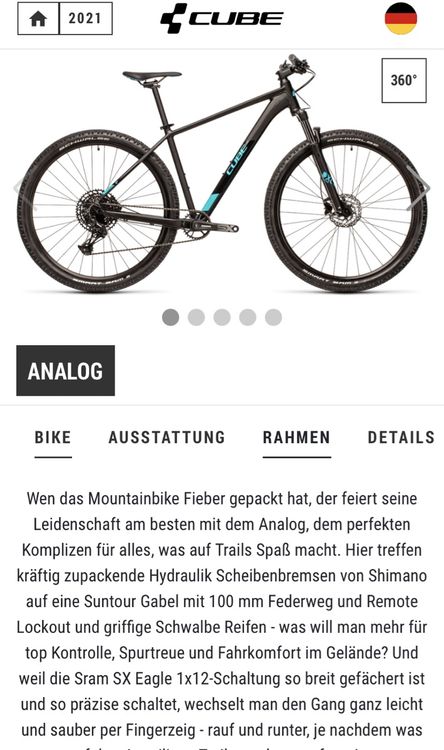 Cube Analog 2021 MTB (Gebraucht) in für CHF 419 – nur Abholung auf Ricardo kaufen
