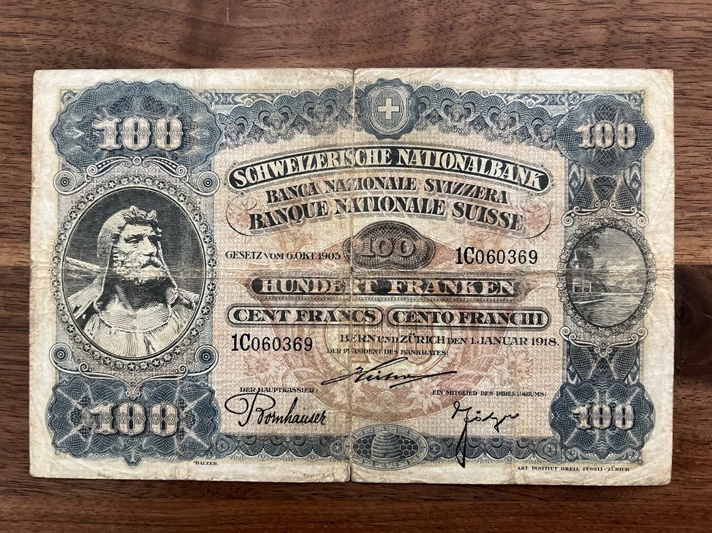 100 Franken Note 1918 (Tell) | Kaufen auf Ricardo