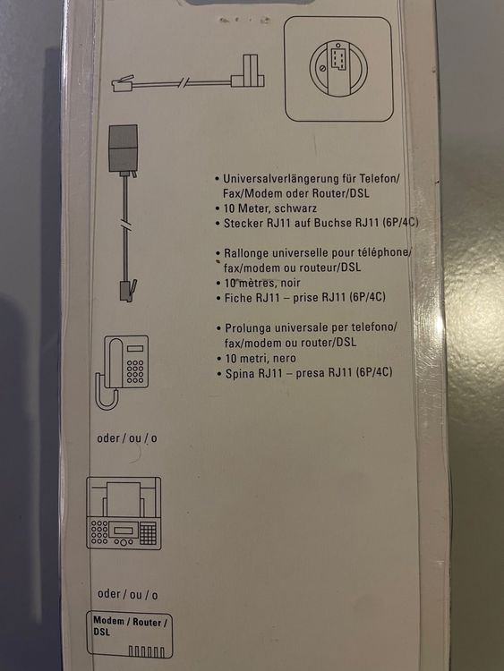 Universalverlängerung für Telefon / Modem / Router/DSL 10m (Neu und ...