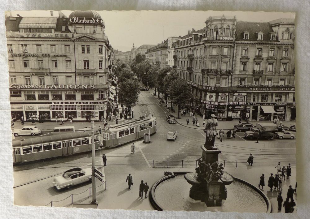 AK ZÜRICH BAHNHOF PLATZ, Tram, Oldtimer, Reklame, belebt (Gebraucht) in Wallisellen für CHF 4 ...