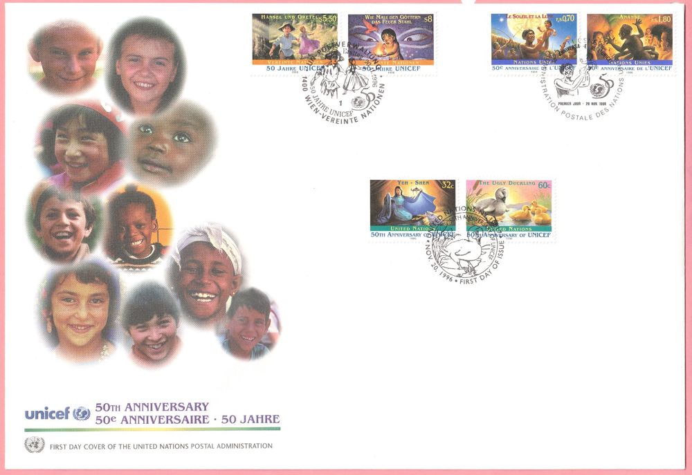 1996 K'bogen FDC 50 Jahre UNICEF Wien - New York - Genève | Kaufen auf Ricardo