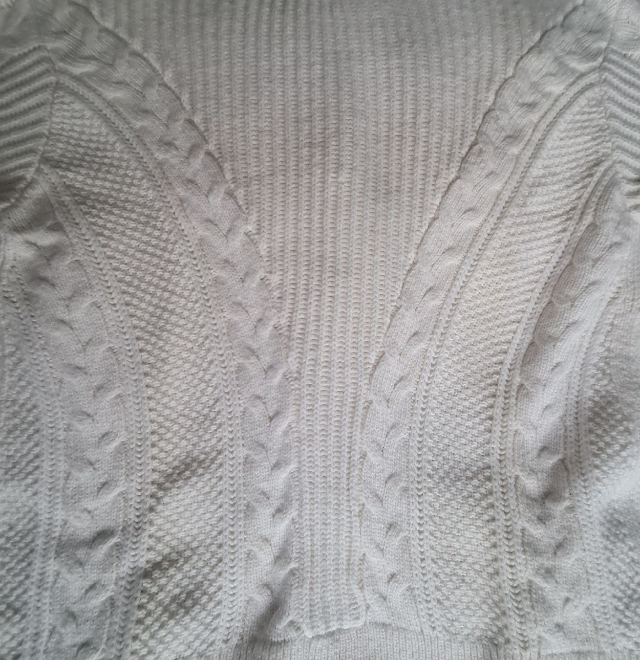 Pull col roulé en maille torsadée - Blanc cassé - Taille M (Neuf (Voir ...