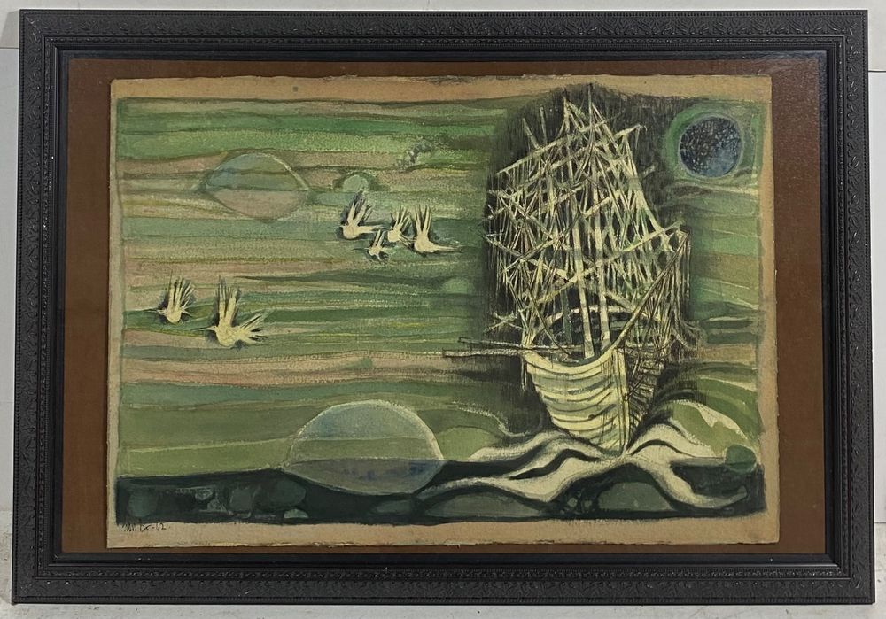 Lars BO (1924-1999) Gouache Gemälde Signiert (Gebraucht) in Root für ...