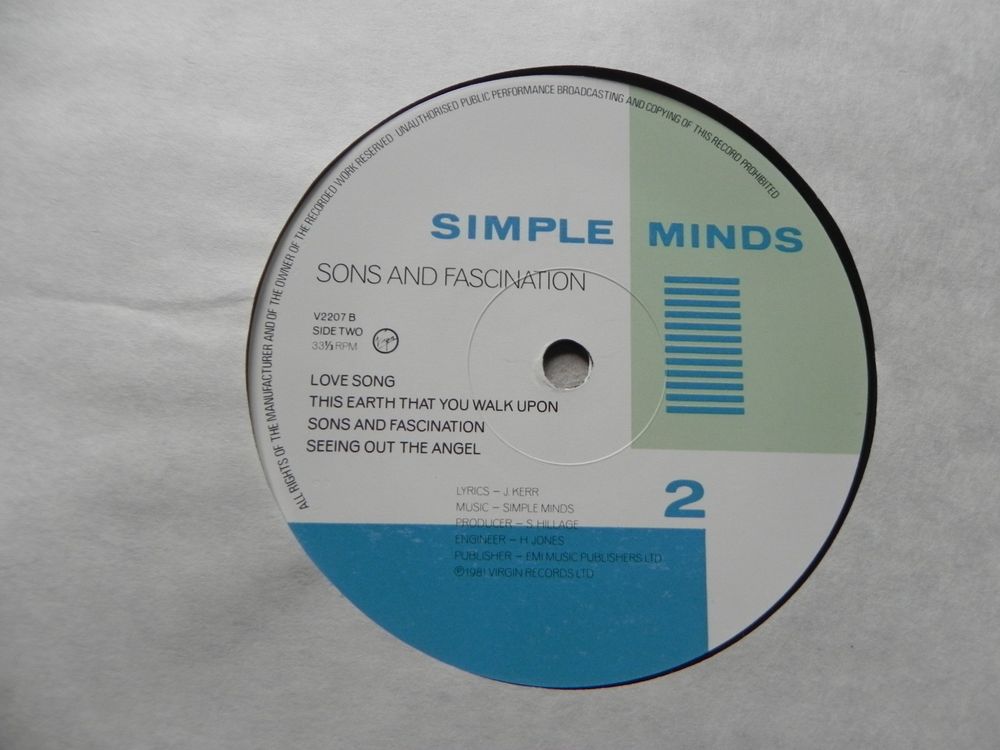 LP New Wave Synth Pop Rock Band Simple Minds 1981 Sons and (Gebraucht ...