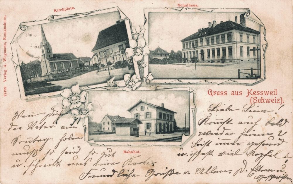 Gruss aus Kessweil, Kirchplatz, Schulhaus, Bahnhof (Gebraucht) in Bronschhofen für CHF 28 – mit ...