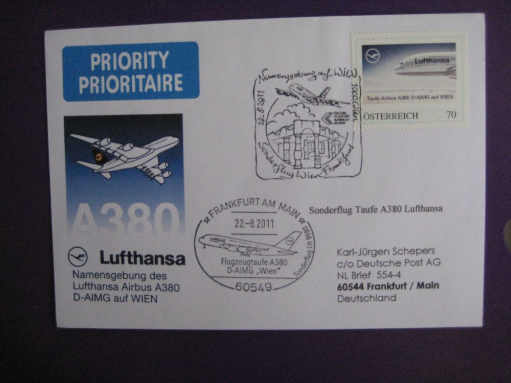 Flugbrief Sonderflugbrief WIEN-FRANKURT | Kaufen auf Ricardo