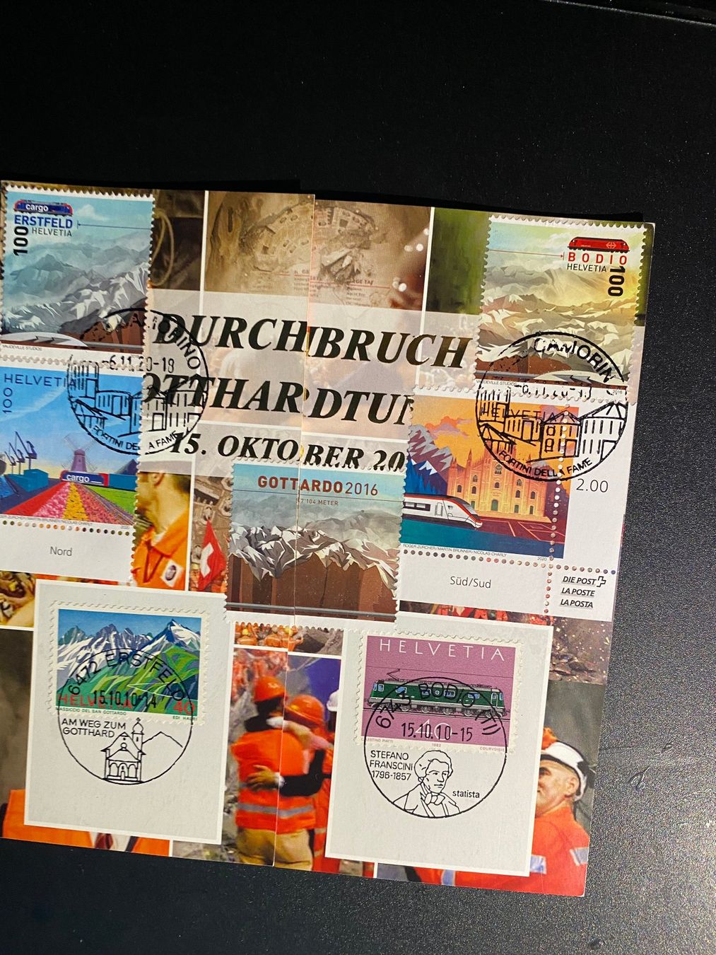 Folder Gotthard - Ceneri 1982 + 2016 + 2020 mit 3 Stempel (Gebraucht ...