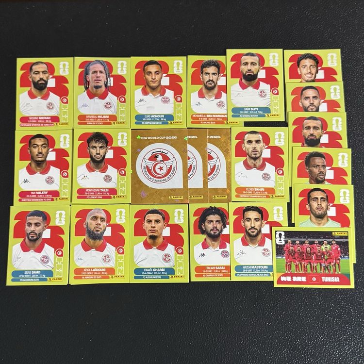 Tunesien Panini Sticker FIFA WM 2026 Team Lot 28 Stück (Neu (gemäss ...