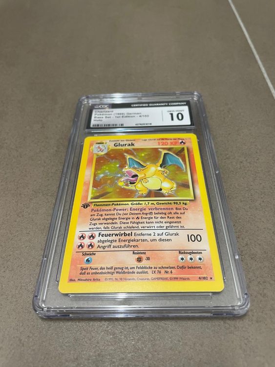 CHARIZARD GLURAK CGC 10 1ST EDITION Pokemon 1999 Deutsch PSA (Neu (gemäss Beschreibung)) in ...