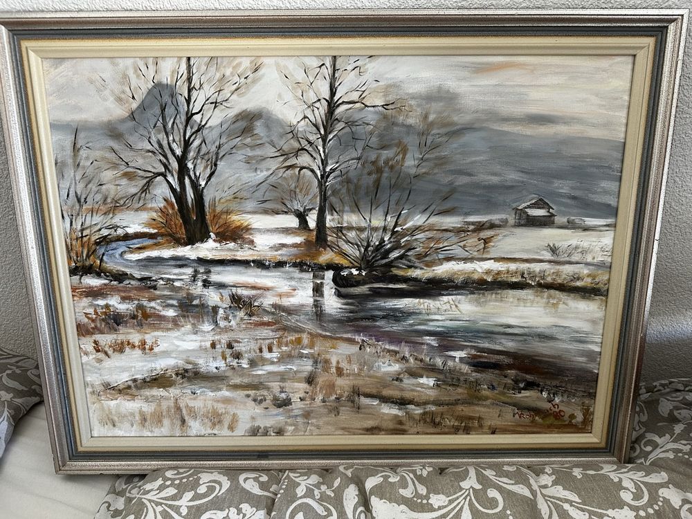 Ölgemälde Winterlandschaft signiert 1980 gerahmt (Gebraucht) in Belp für CHF 150 – nur Abholung ...